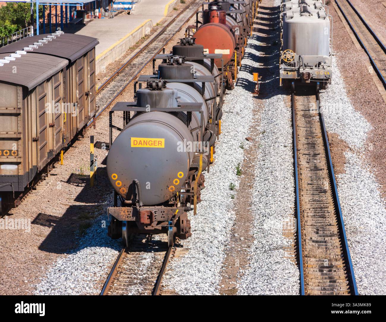 cistern tanker in a train on the railway , logistics fuel transport ...