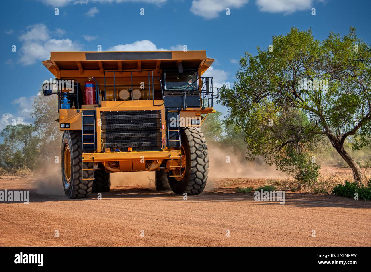 mining truck in a diamond mine, driving on dirt road gravel, brand new ...