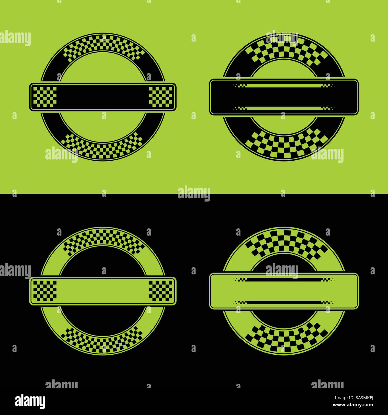 Circle green checkered text labels set Stock Vector Image & Art - Alamy