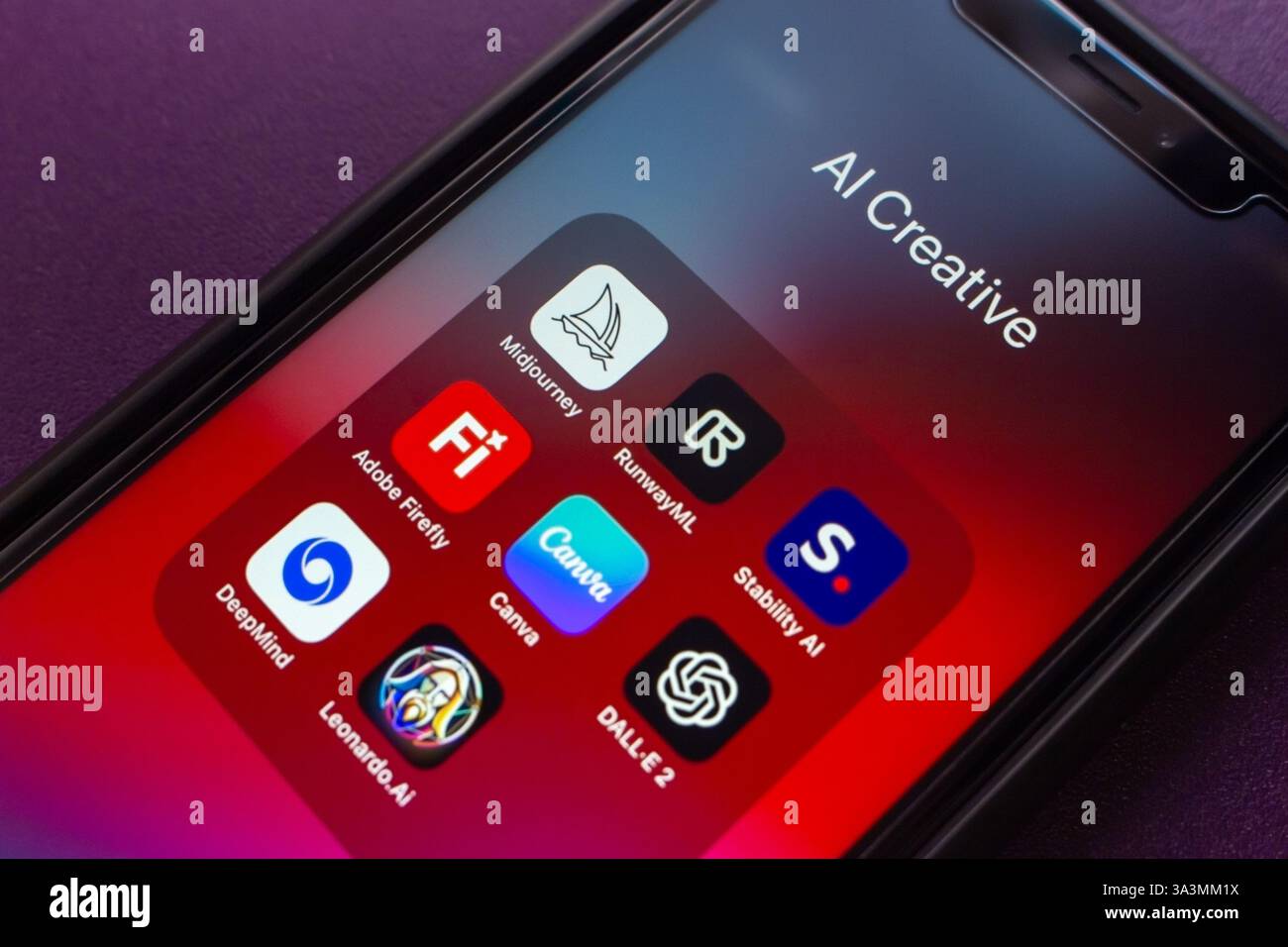 Leading AI creative apps, showcasing Midjourney, RunwayML, Stability AI ...
