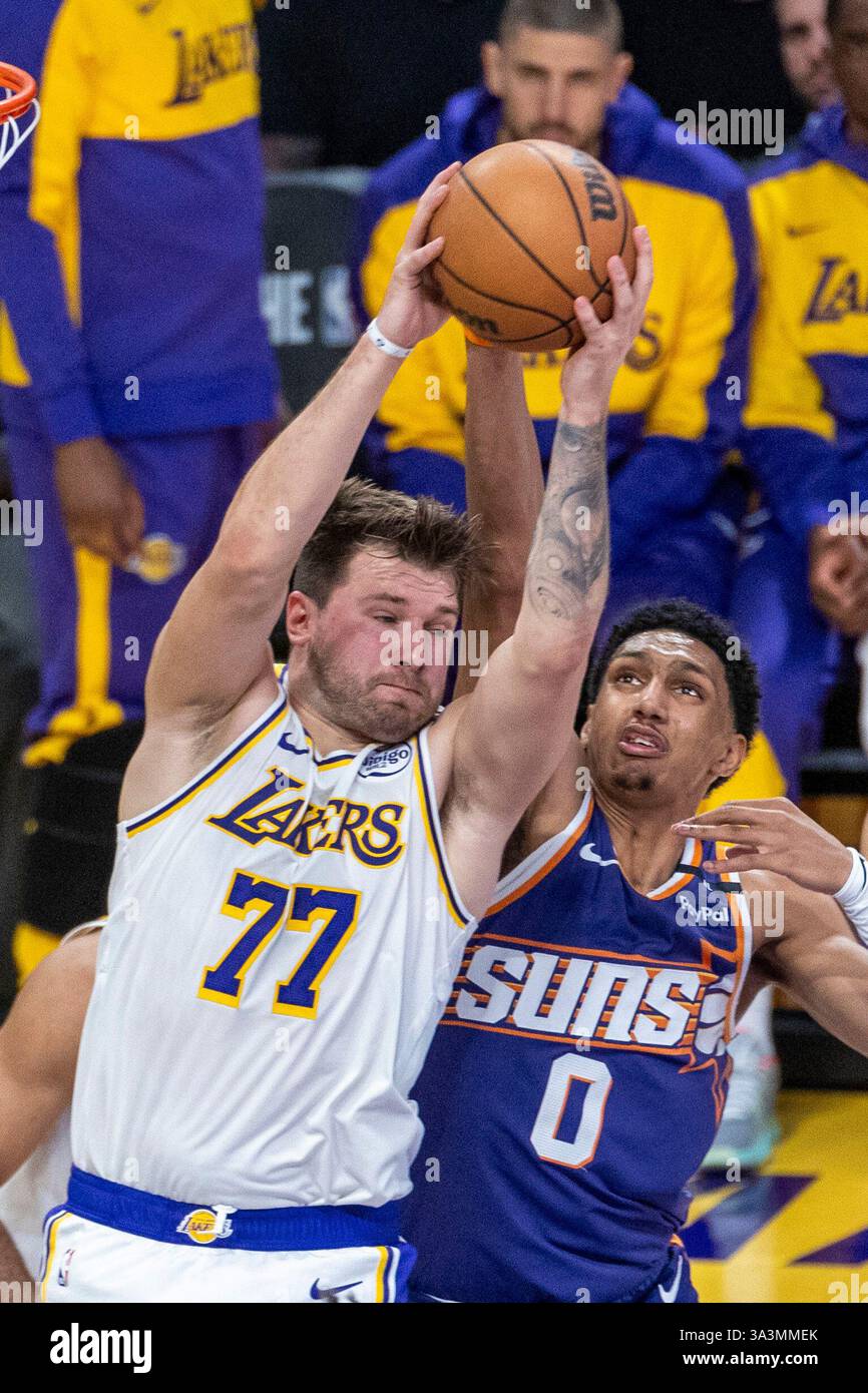 Los Angeles, USA. 16th Mar, 2025. Los Angeles Lakers' Luka Doncic (L ...
