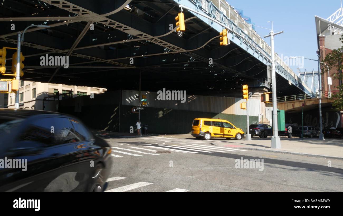 New York City, United States - 7 Sept 2023: Traffic road under ...