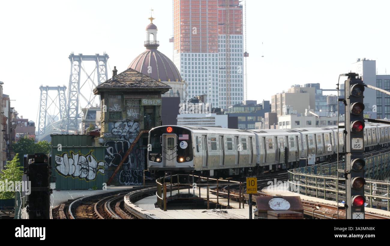 New York City, United States - 7 Sept 2023: Subway station. Metro train ...
