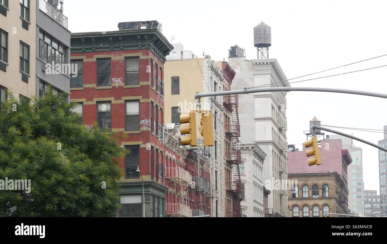 New York City, United States - 6 Sept 2023: Street crossroad, yellow ...