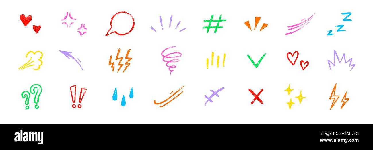 Line movement comic element, cartoon emotion mark effect decoration ...