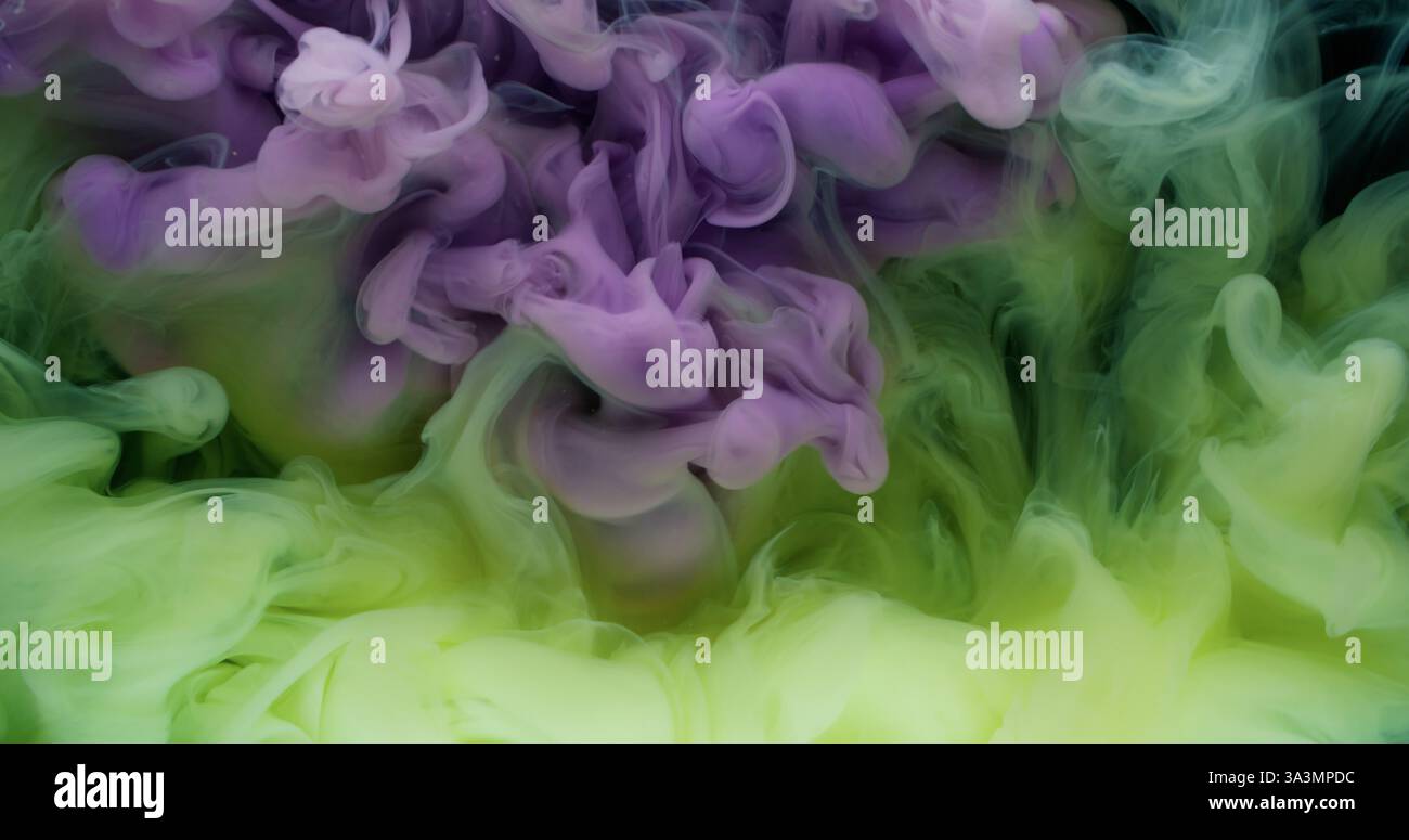 Vapor mix. Paint cloud. Color stream spray in water black background ...