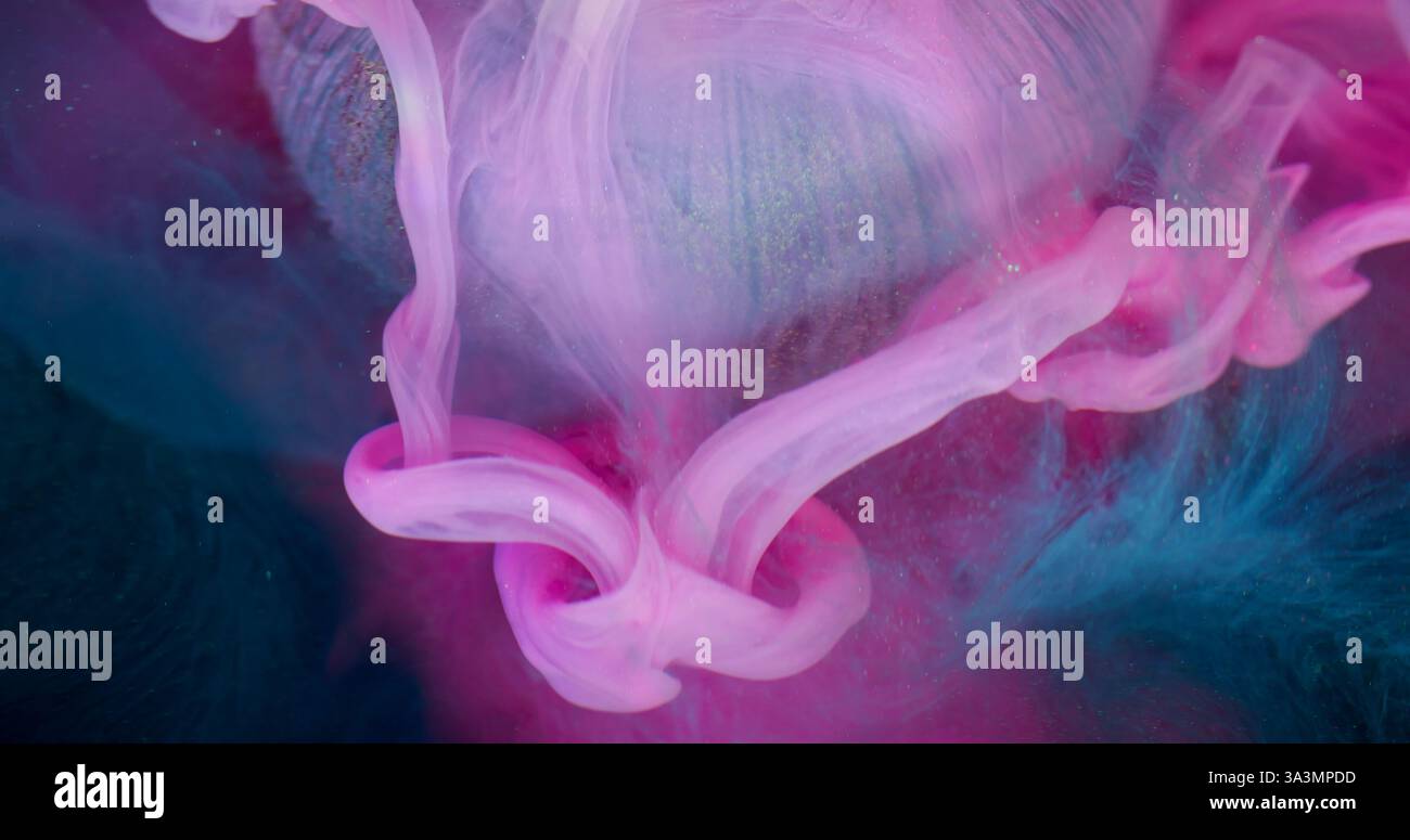 Shimmering liquid. Gloss wave. Pink paint color drop falling glass ...