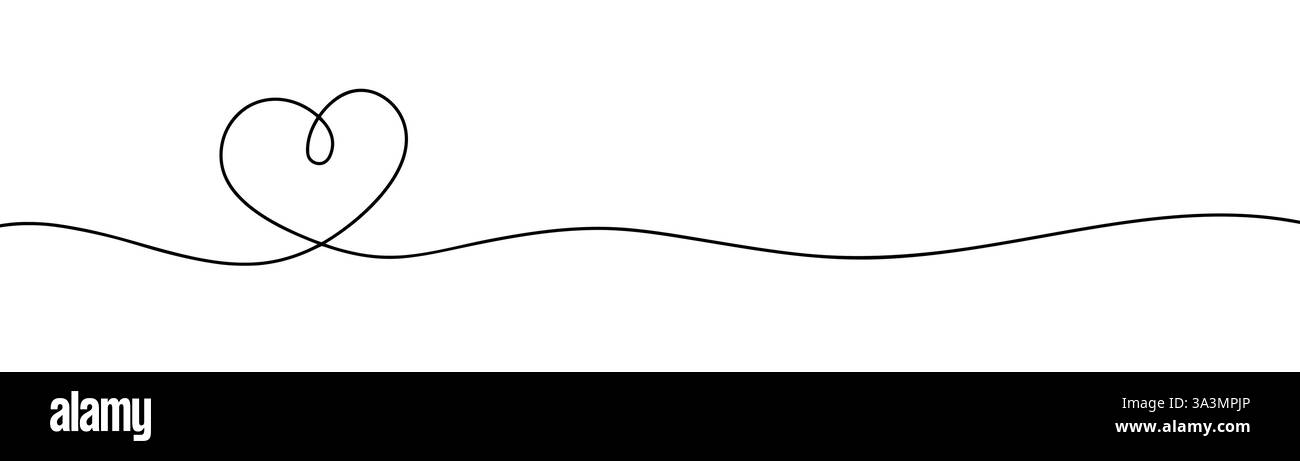 Heart Line Art Curve Doodle Illustration. One Thin Editable Line Heart ...
