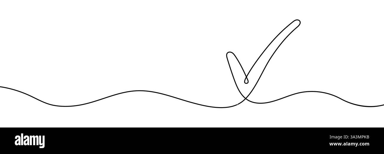 Check mark icon line continuous drawing vector. One line Check mark ...