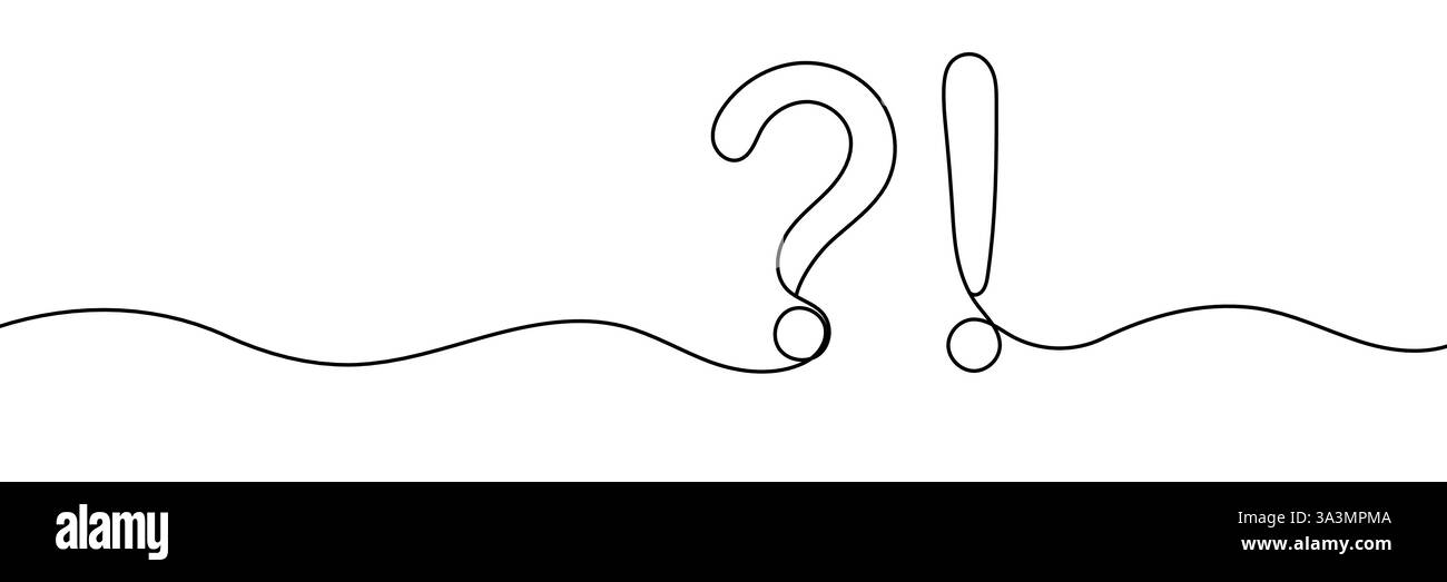 Exclamation and question marks icon line continuous drawing vector ...