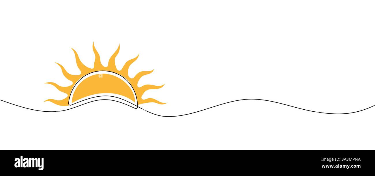 Single continuous one line art sunset sun Stock Vector Image & Art - Alamy