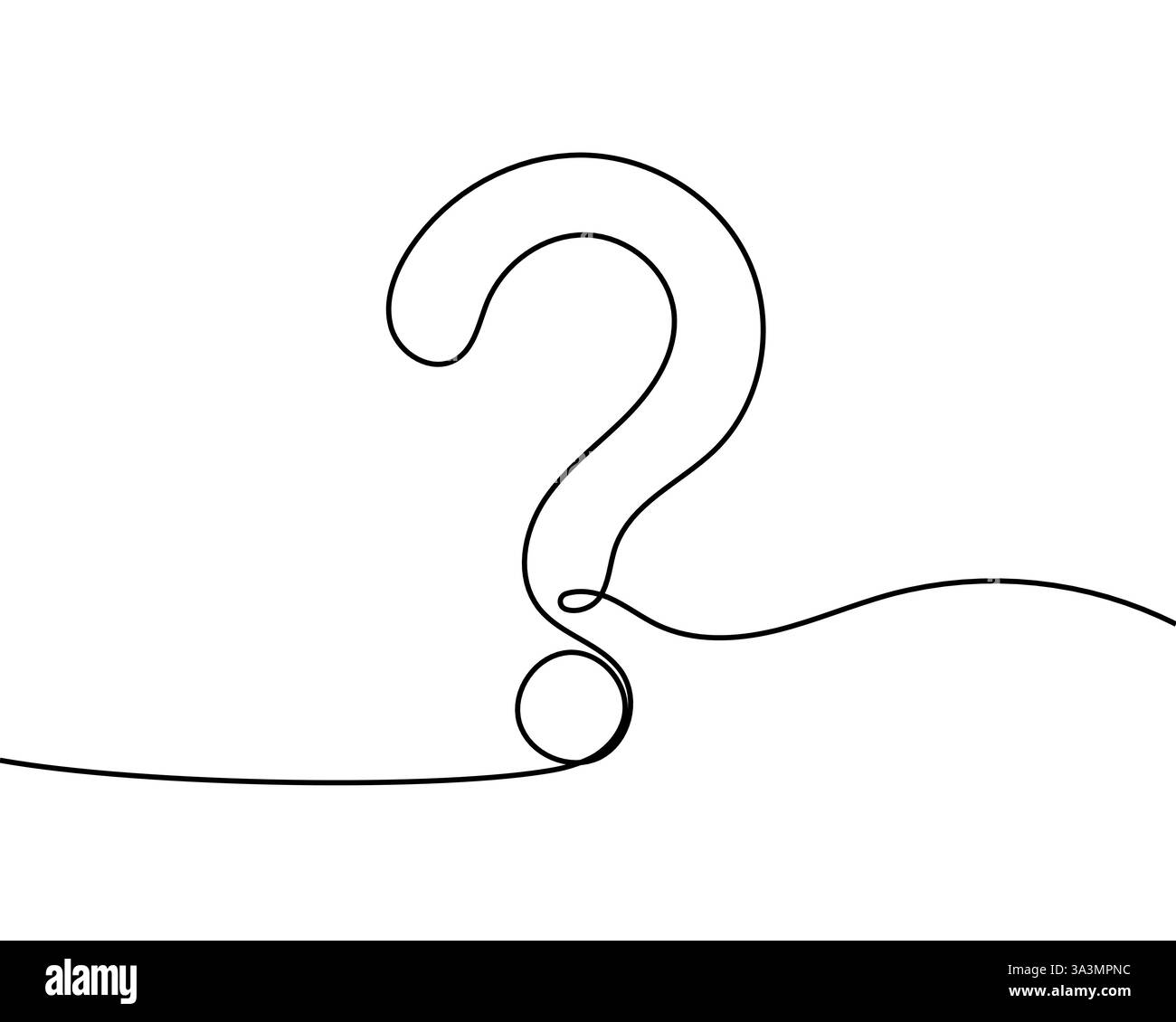 Continuous line Question mark icon in sketch style. Hand drawn ...