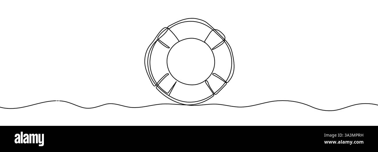 One continuous line drawing of Lifebuoy. Hand drawn Editable stroke ...