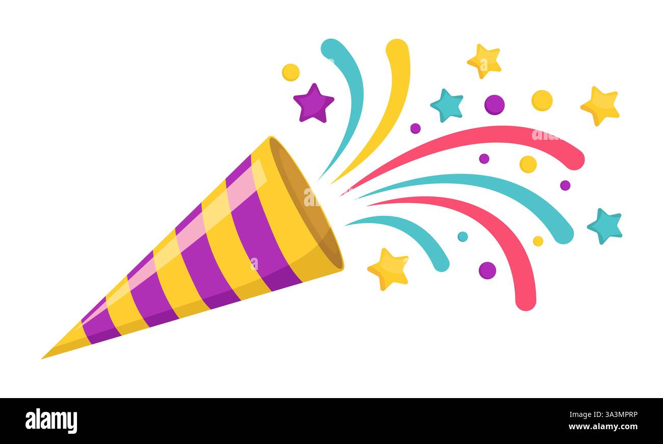 Confetti popper color icon, vector sign, linear style pictogram ...