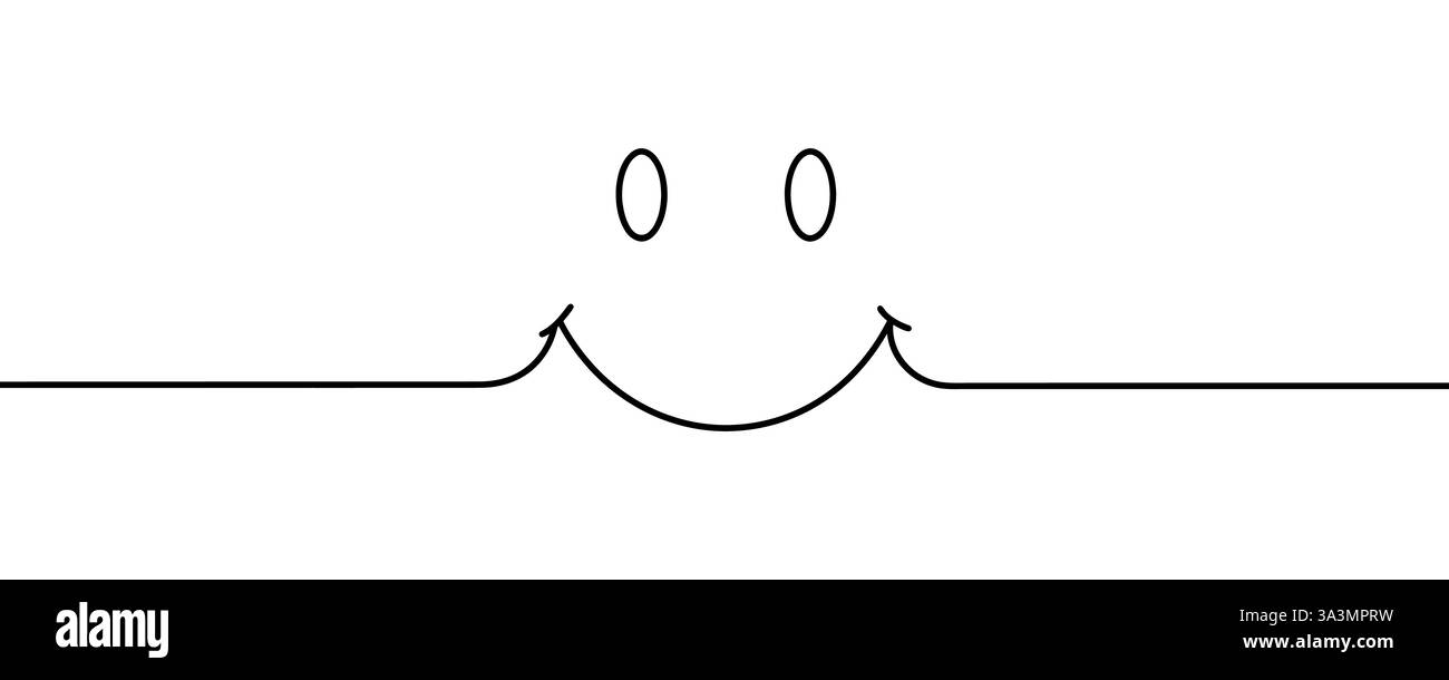Single line drawn smile emoji sign. Vector illustration Stock Vector ...