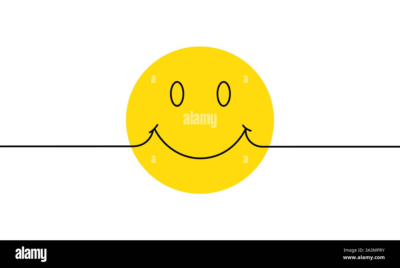 Single line drawn smile emoji sign. Vector illustration Stock Vector ...