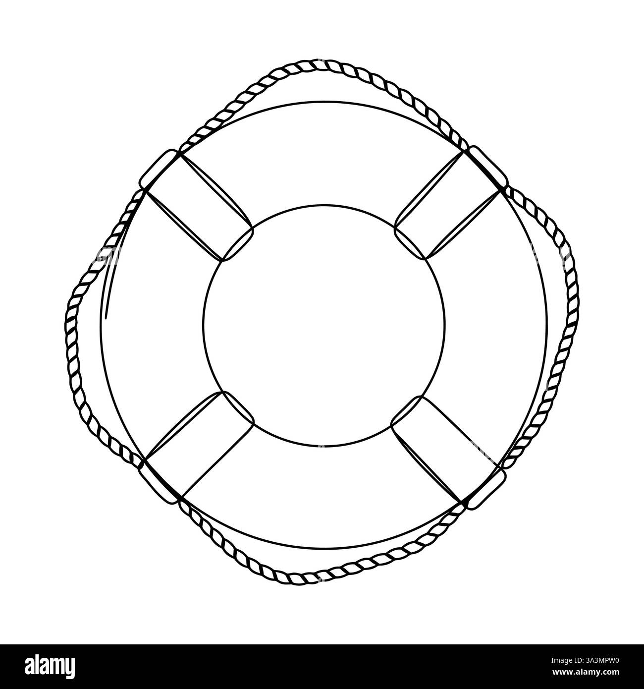 Single continuous line drawing lifebuoy, rescue belts, inflatable ...