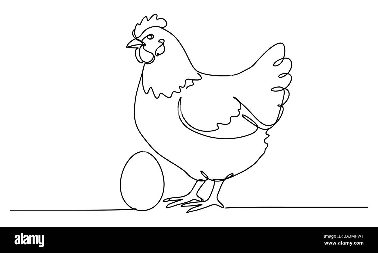 Single continuous line drawing a mother hen chicken Stock Vector Image ...