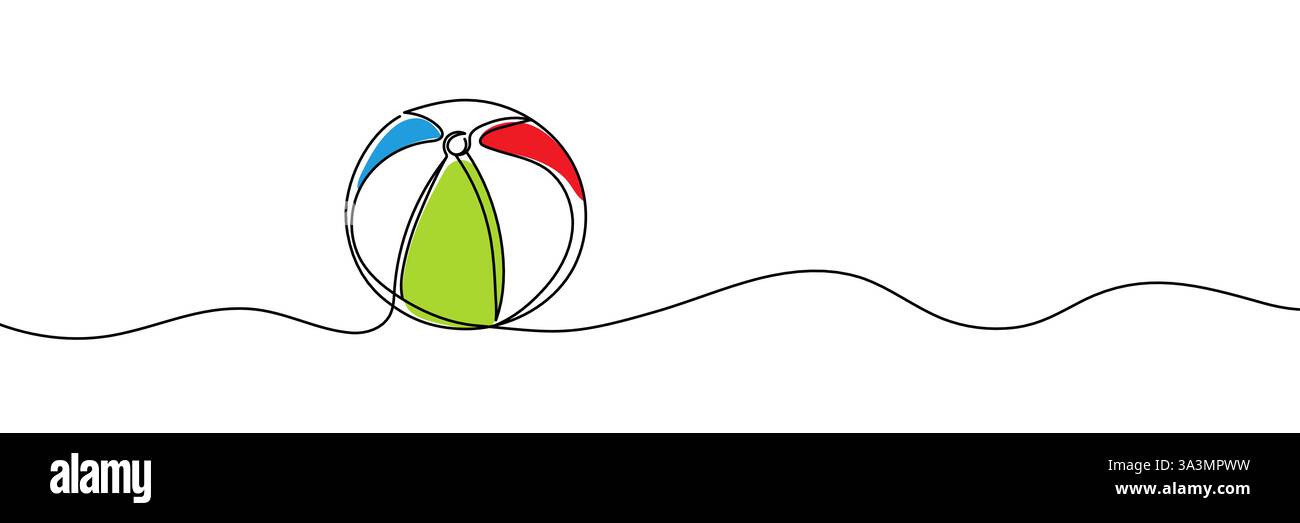 Single one line drawing beach ball. Summer beach concept. Continuous ...