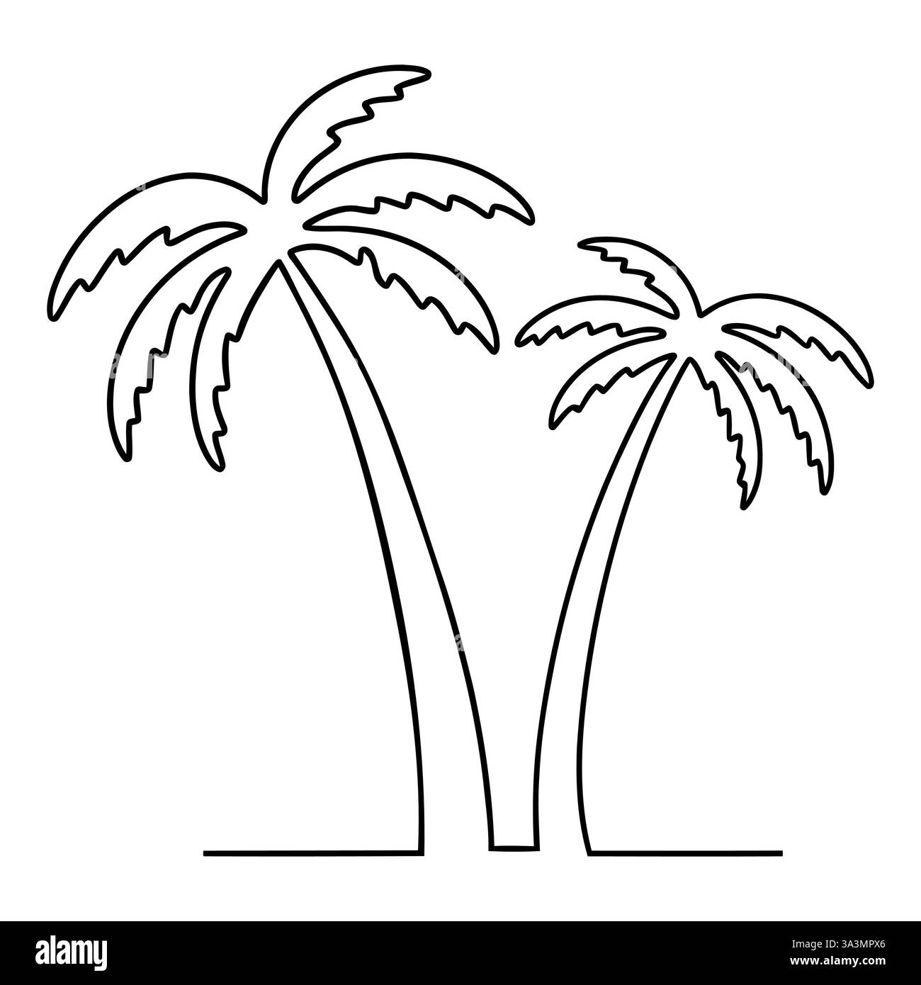Palm tree One line drawing isolated on white background Stock Vector ...