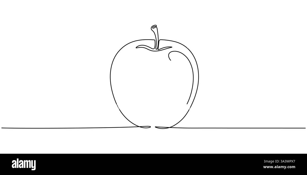 Apple continuous line drawing, Hand drawn Editable stroke Stock Vector ...