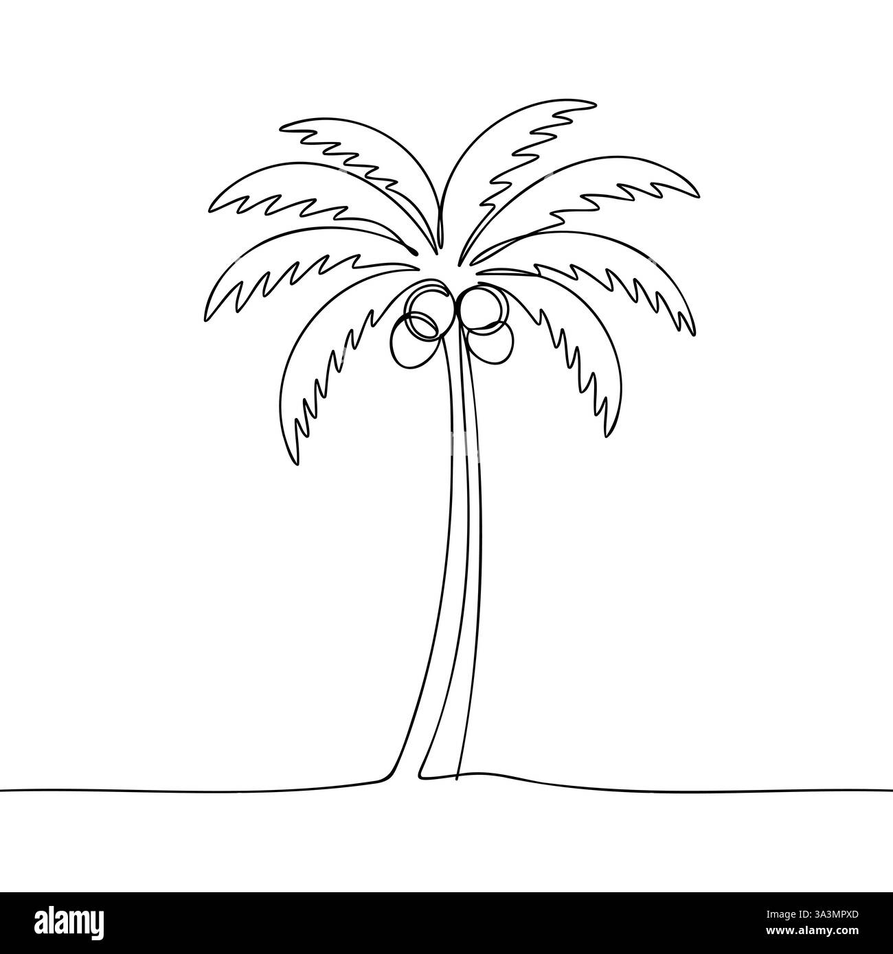 Palm tree One line drawing isolated on white background Stock Vector ...
