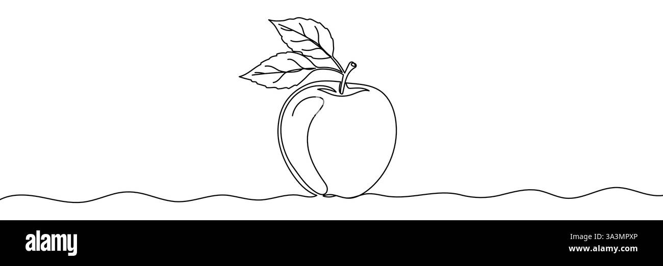 Apple continuous line drawing, Hand drawn Editable stroke Stock Vector ...
