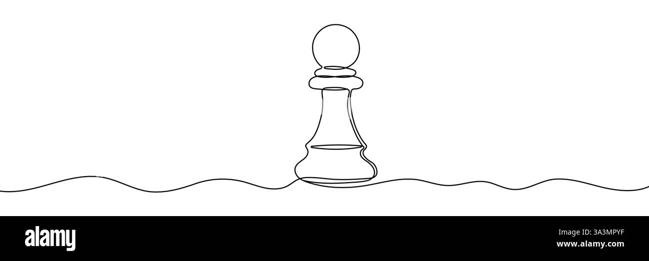 Chess pawn in continuous one line drawing. Single line art illustration ...
