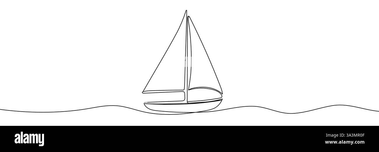 Continuous line drawing of sailboat. Abstract sailing vessel silhouette ...