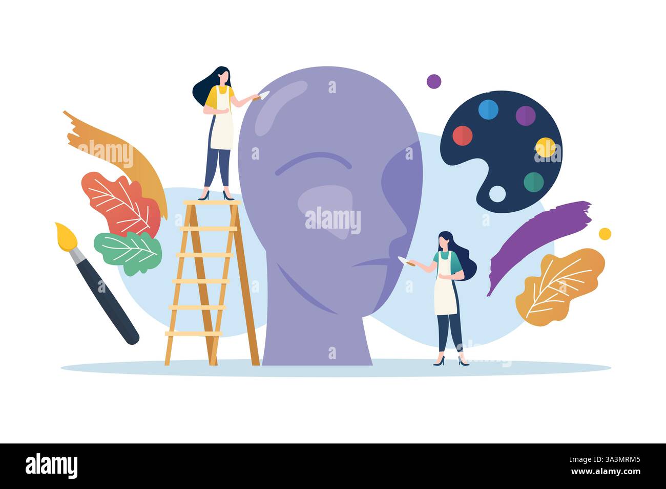 Women Sculptor Making Statue In Workshop. Art school subject. Vector illustration Stock Vector ...