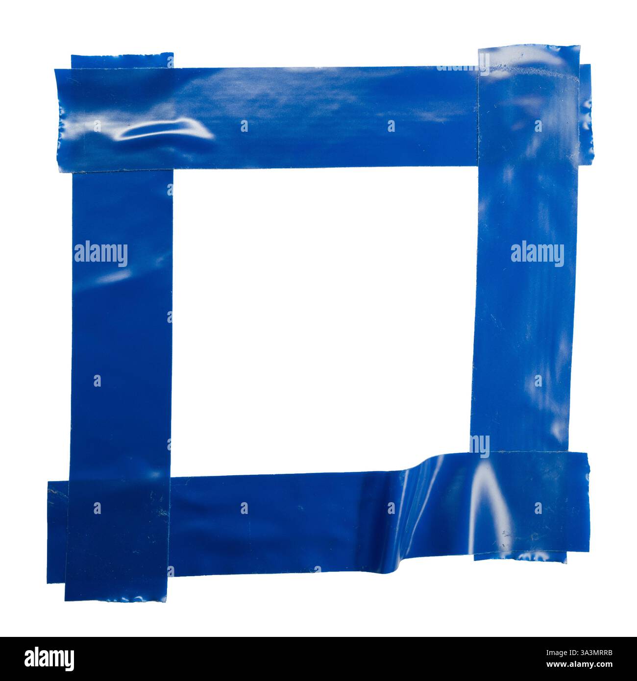 Square shape made of blue electrical tape on white background with ...