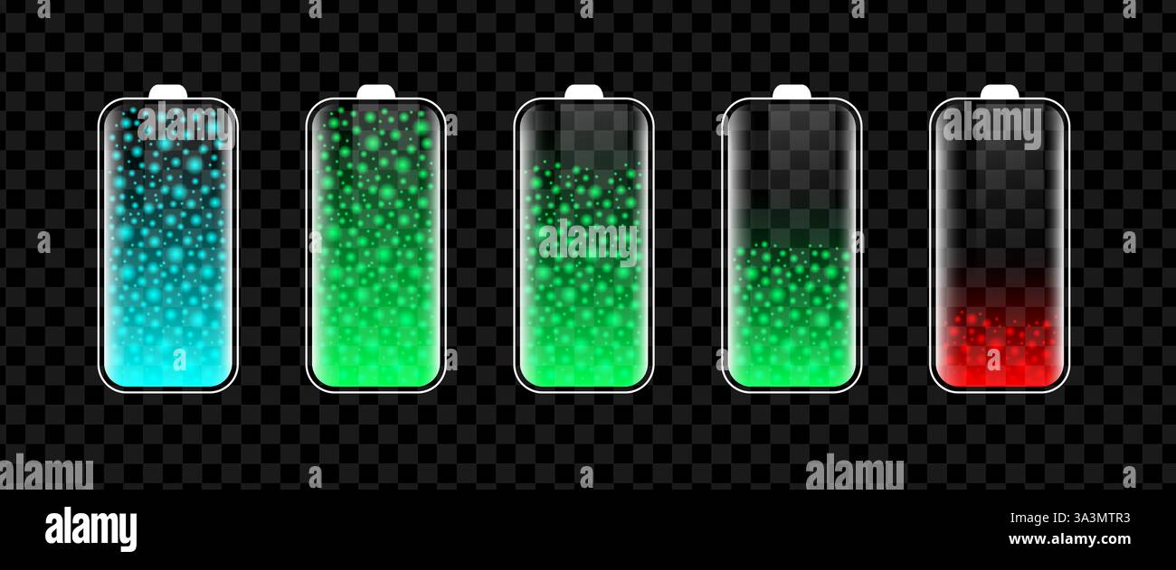 Battery set. Different level of charge indicator signs Stock Vector ...