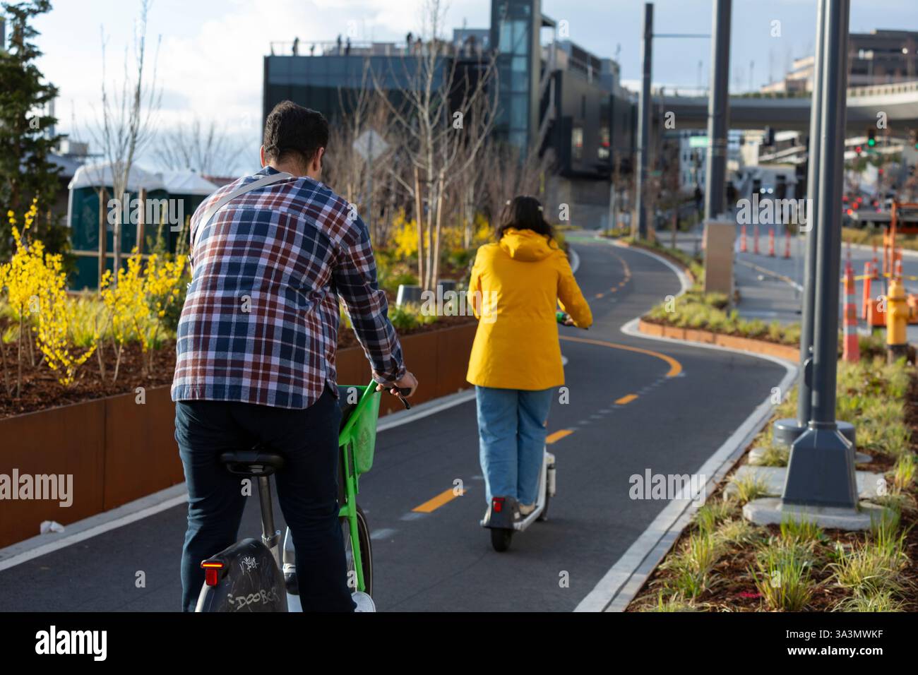 Seattle, Washington, USA. 16th March 2025. A couple ride the newly ...