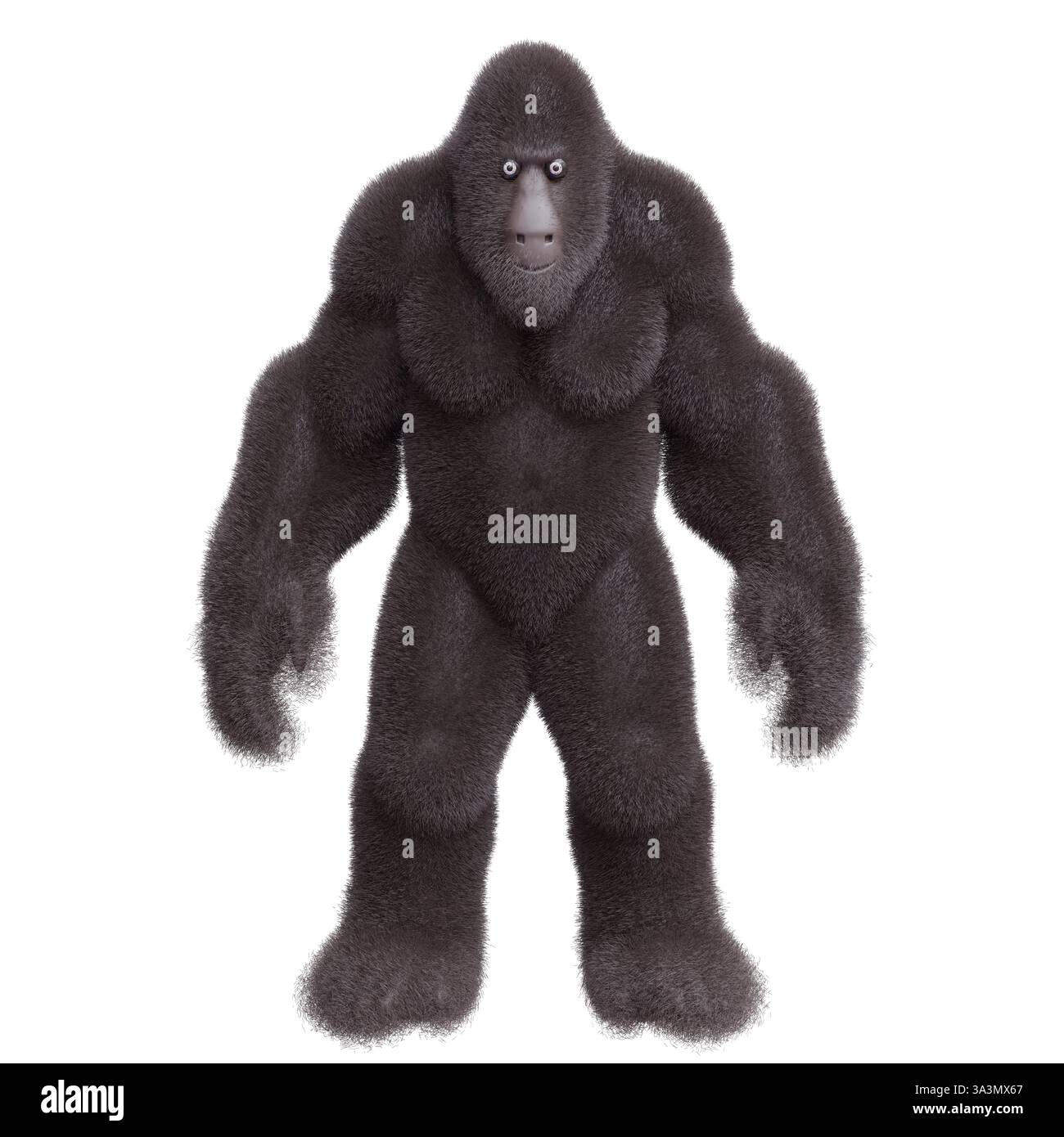Bigfoot, sasquatch isolated on white. Large hairy mythical creature, 3d ...