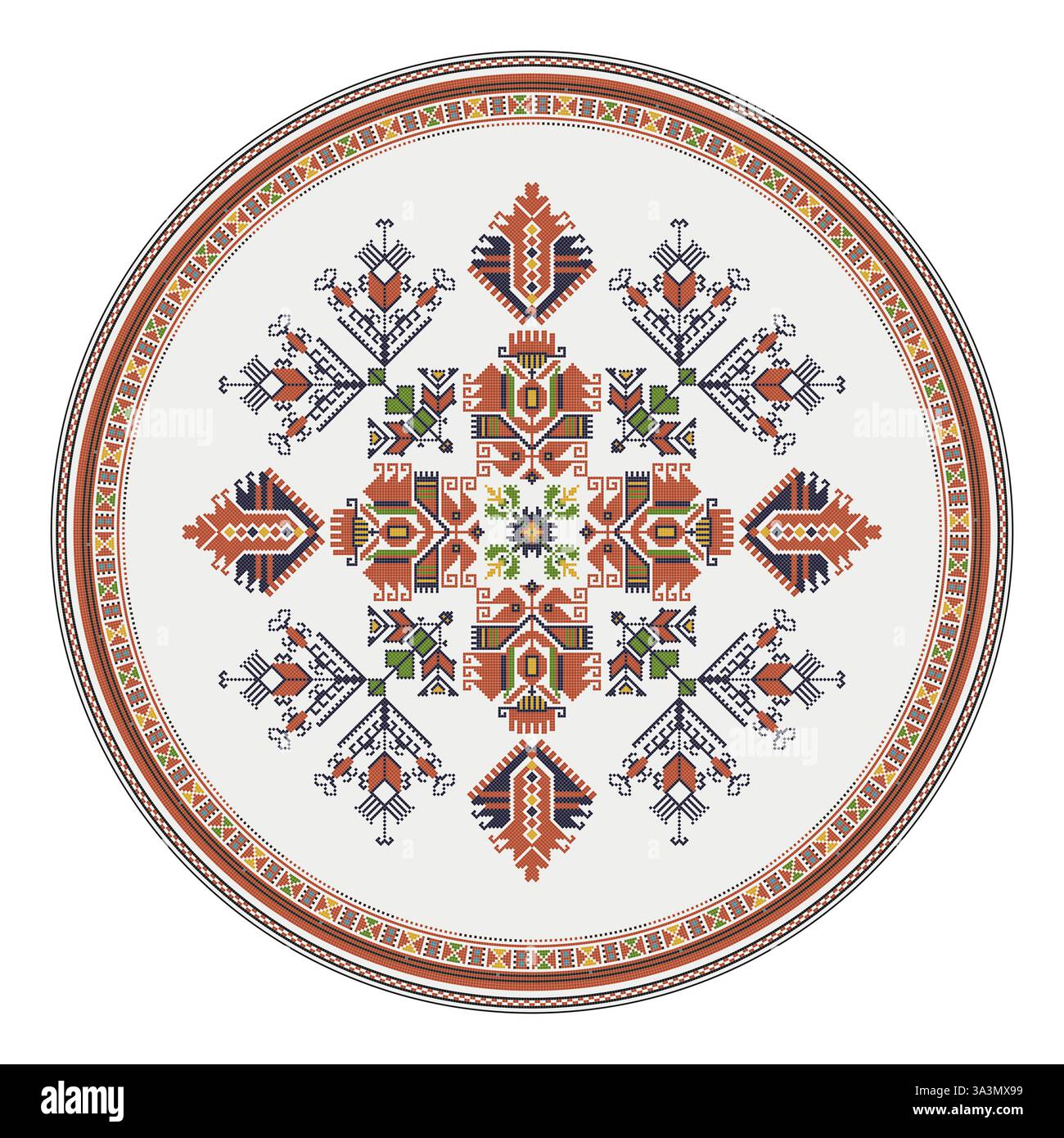 Traditional Bulgarian embroidery design element over white background ...