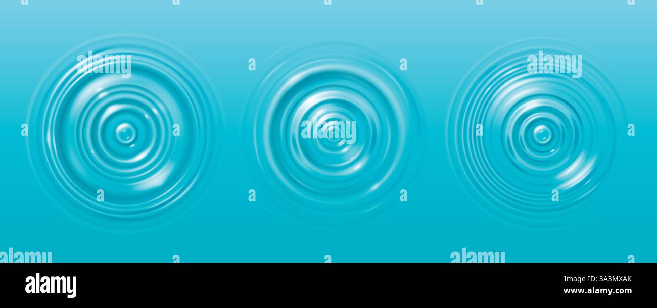 Water ripple circles top view - round aqua blue concentric ripples on ...