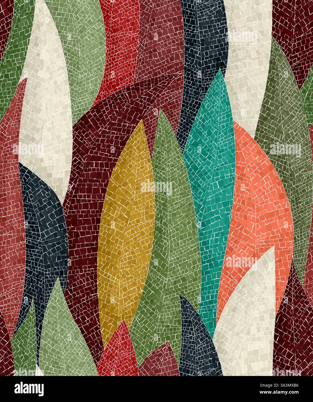 Abstract art vector, autumn leaf mosaic seamless pattern Stock Vector ...