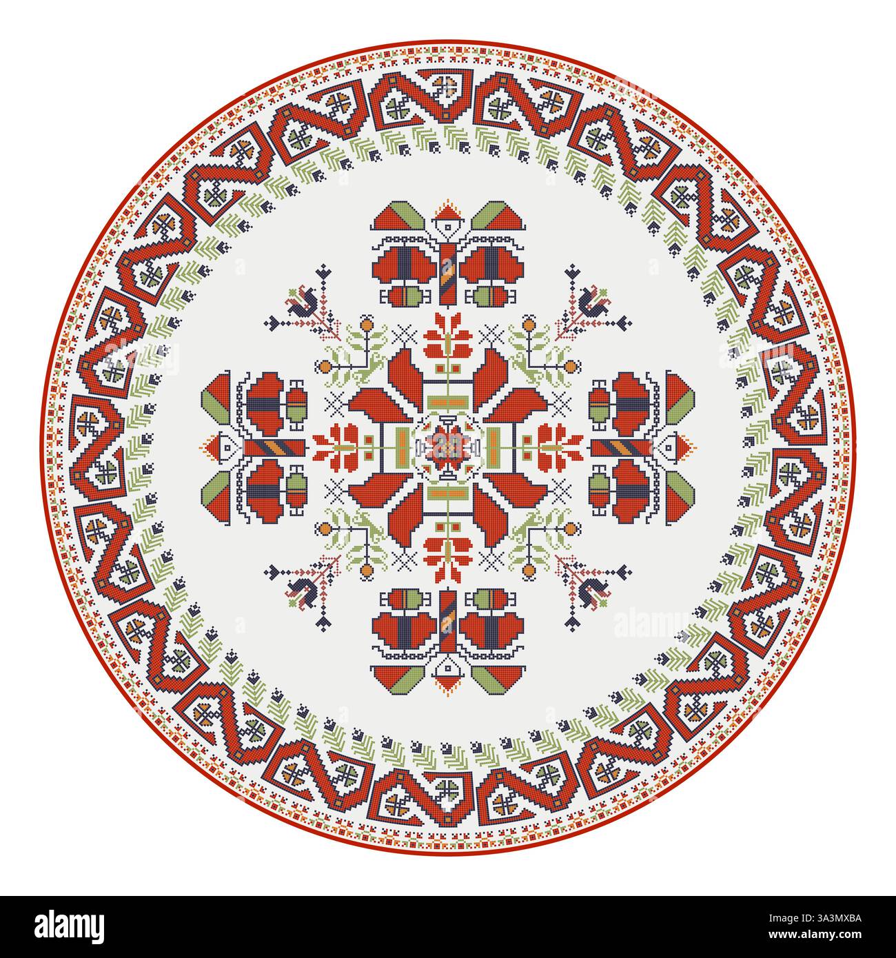 Traditional Bulgarian embroidery design element over white background ...