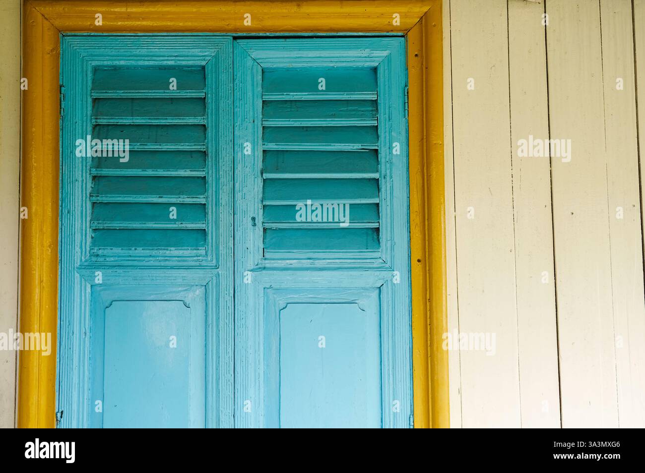 Close-up window of Tuan Kadi's historic house in Pekanbaru, Riau Stock ...