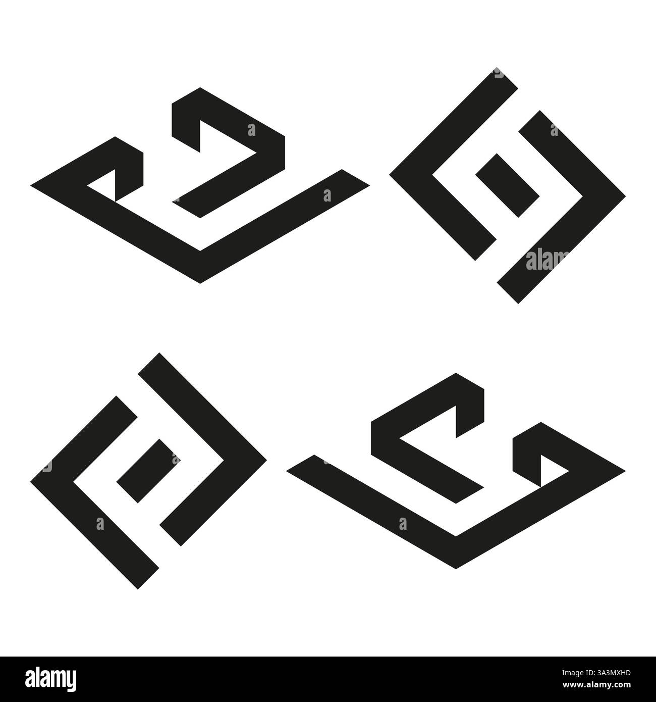 Geometric shape icons. Abstract vector symbols. Angular line forms ...