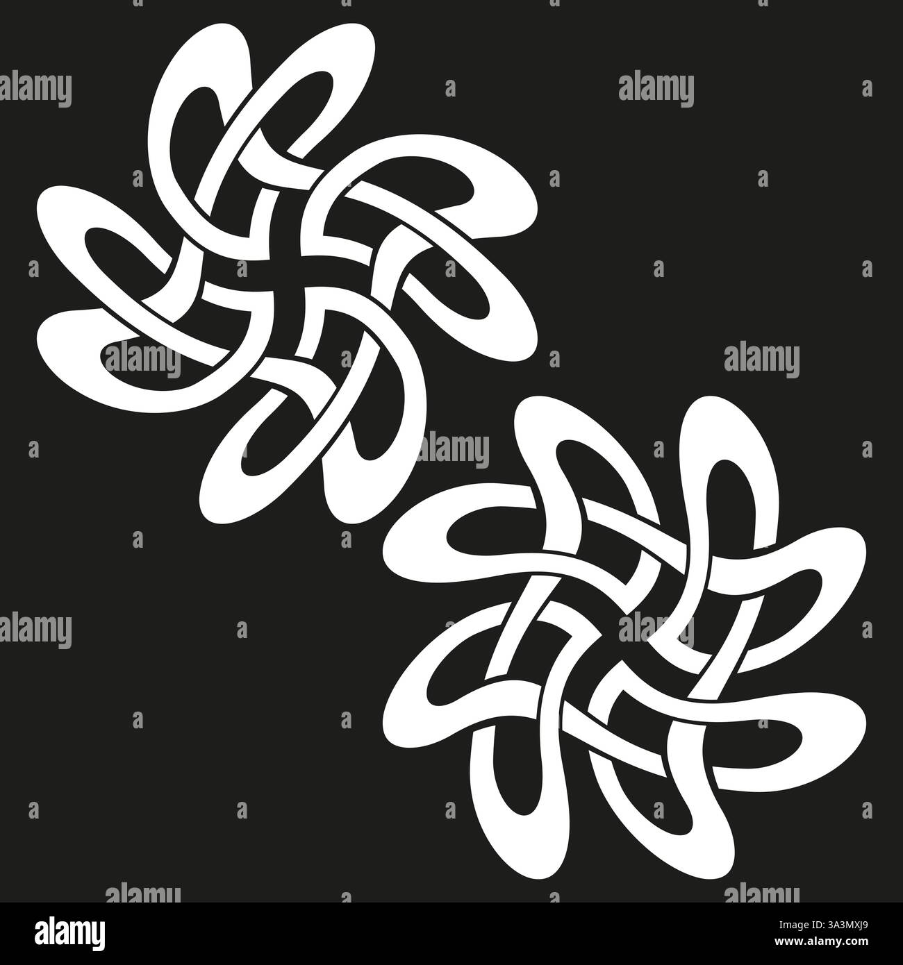 White knot icon. Black background pattern. Celtic knot symbol. Vector ...