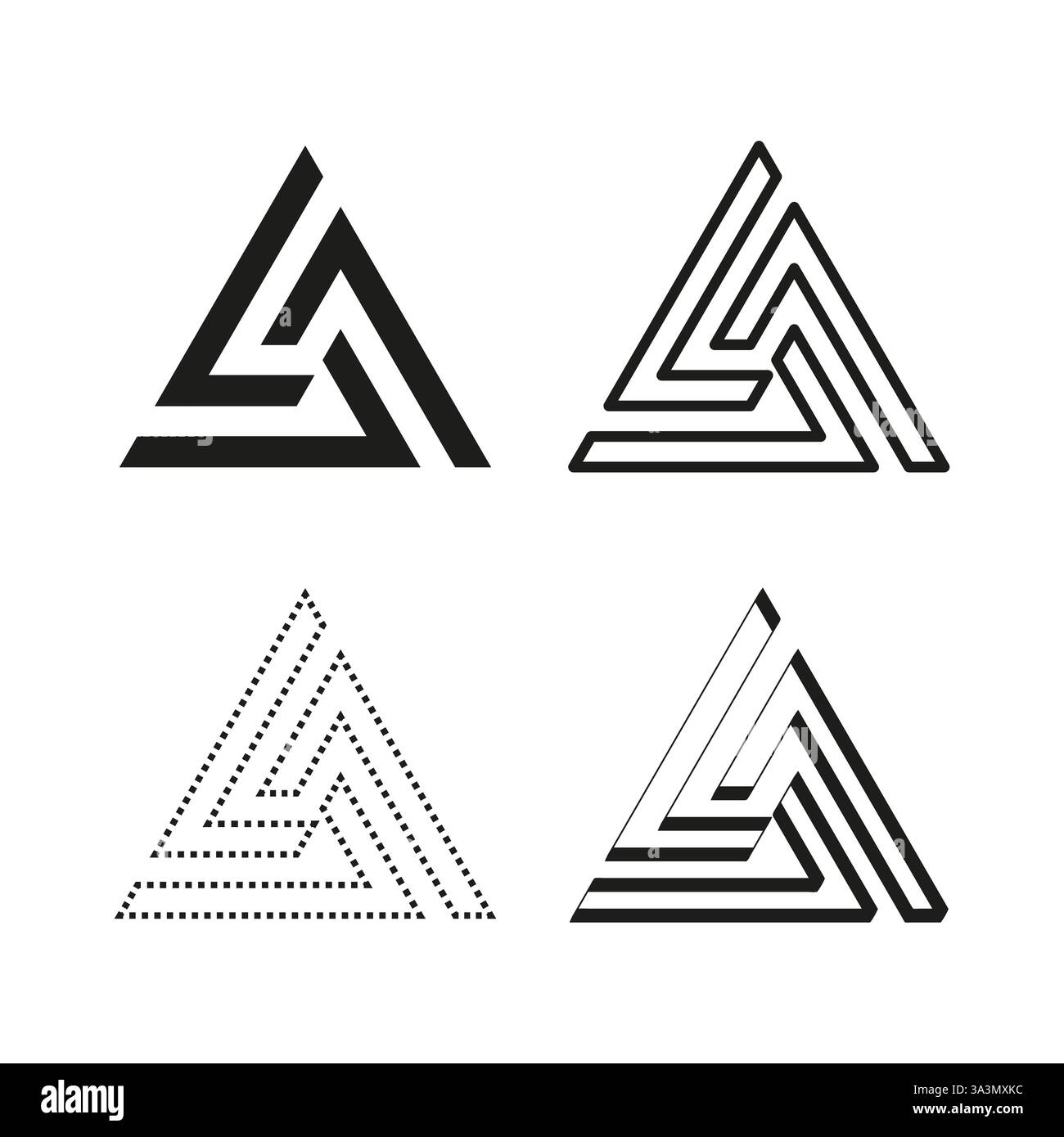 Abstract triangle logo. Geometric maze pattern. Vector modern symbol ...