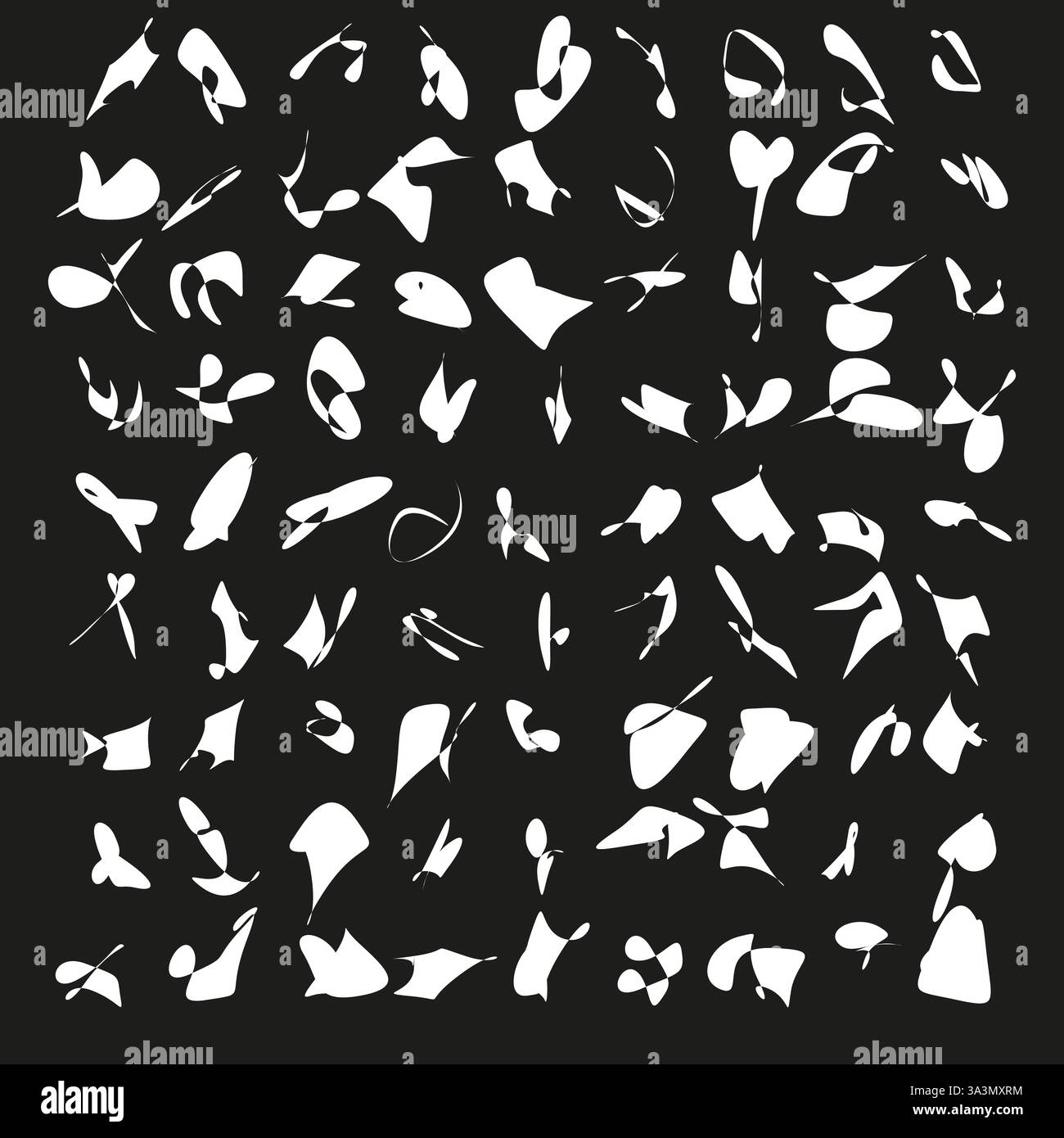 Black abstract elements. Floating organic shapes. Randomized visual ...