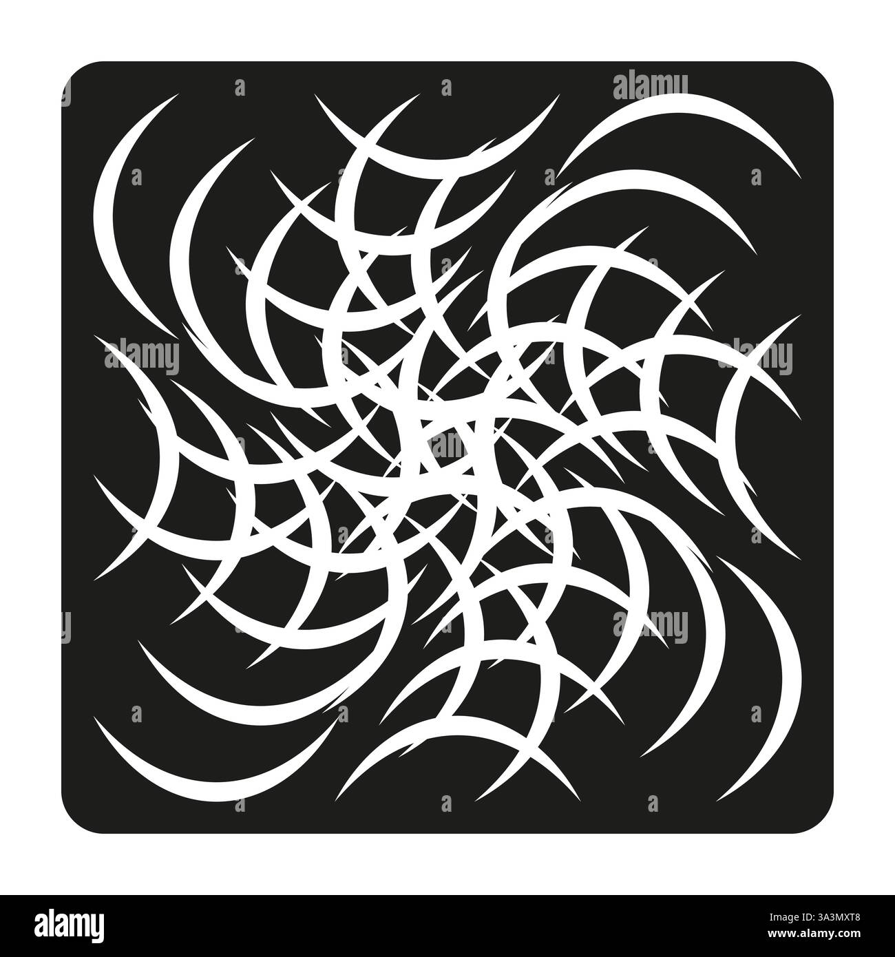 Curved abstract lines. Dynamic spiral shape. White black contrast ...