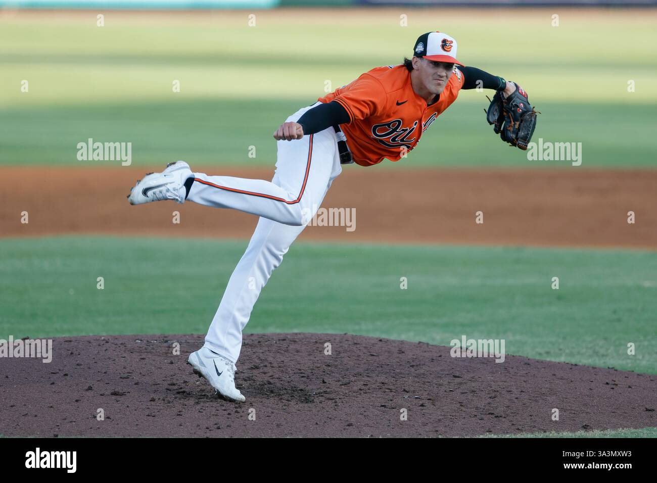 Sarasota FL USA; Baltimore Orioles pitcher Patrick Reilly (44) delivers ...