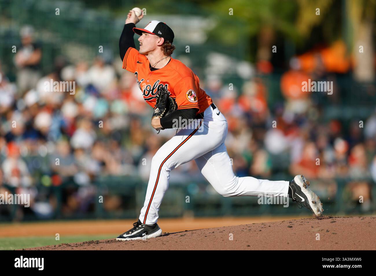 Sarasota FL USA; Baltimore Orioles pitcher Levi Wells (37) delivers a ...