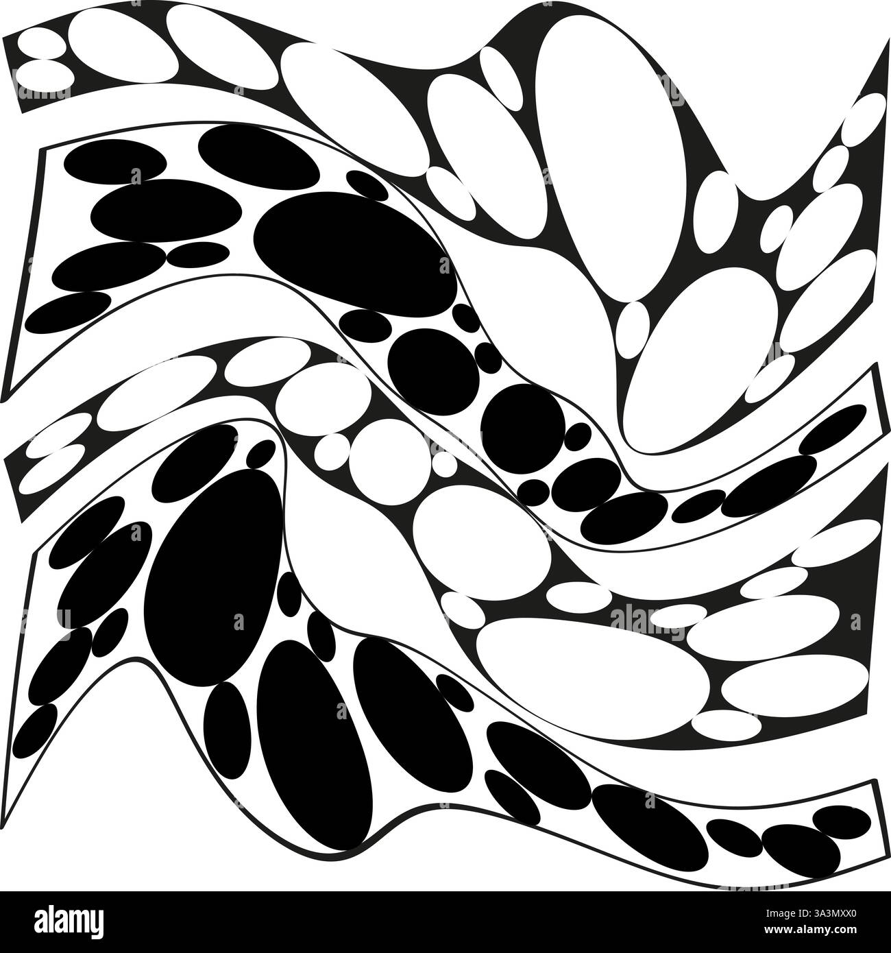 Abstract wave pattern. Black and white contrast. Vector artistic flow ...