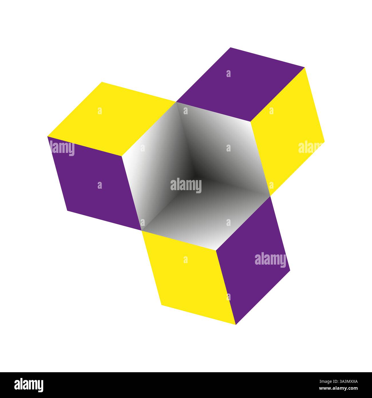 Impossible Cube Shape Optical Illusion Art Vector Geometric Paradox