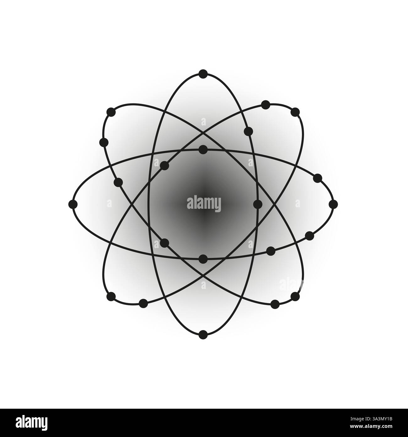 Atom structure icon. Scientific orbit shape. Molecular energy symbol ...