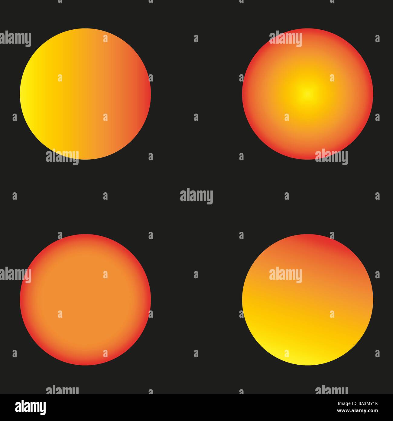 Gradient circles set. Warm glowing effect. Abstract modern elements ...